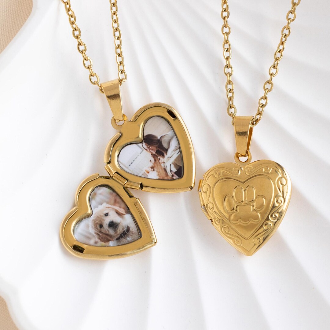 Custom Photo Locket Paw Neckalce, Pet Necklace With Photo, Memorial ...