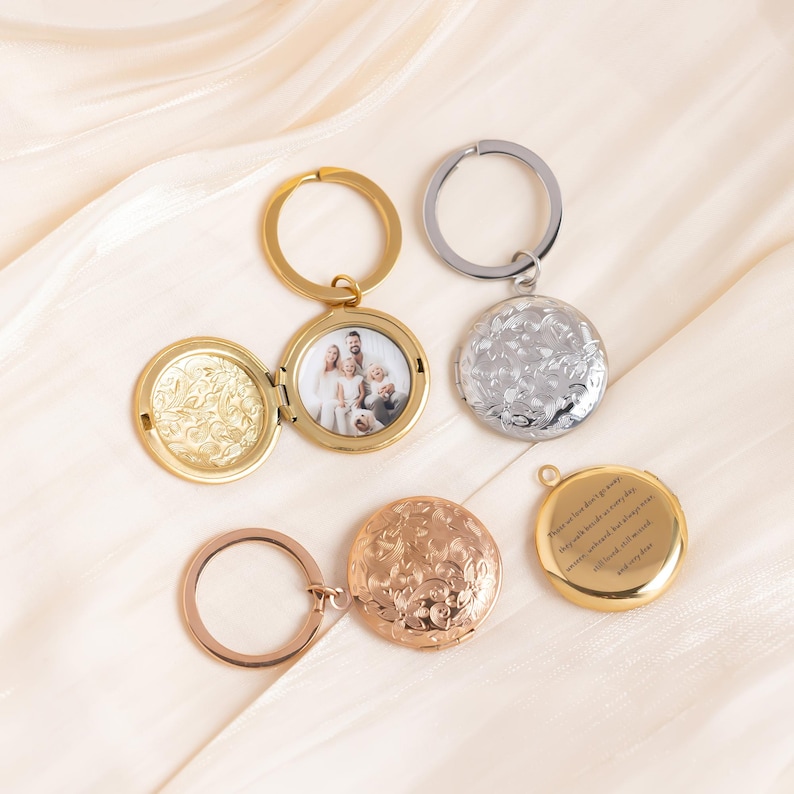 Custom Keychain With Photo, Photo Locket Keychain, Engraving Keychain ...