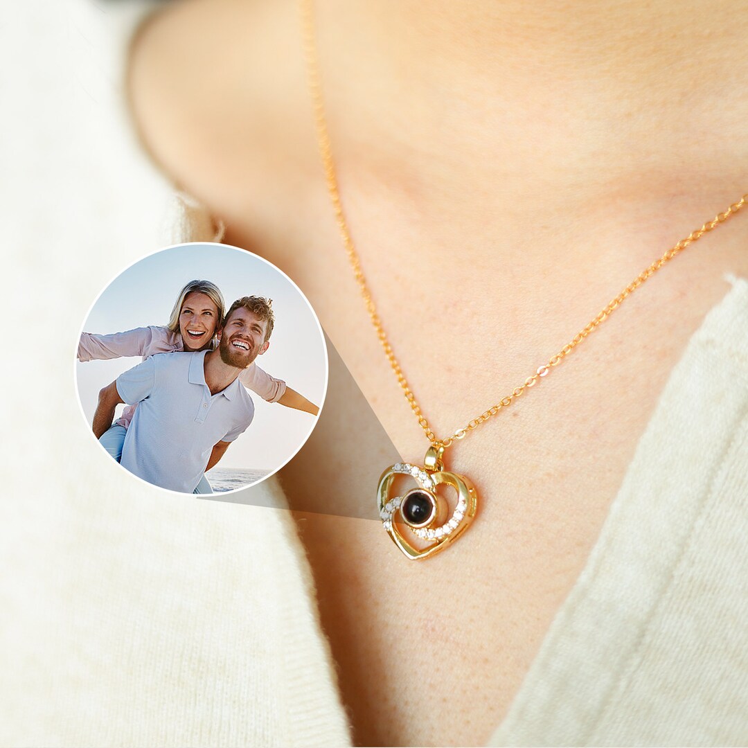 Custom Heart Projection Photo Necklace, Memorial Pendant, Custom ...