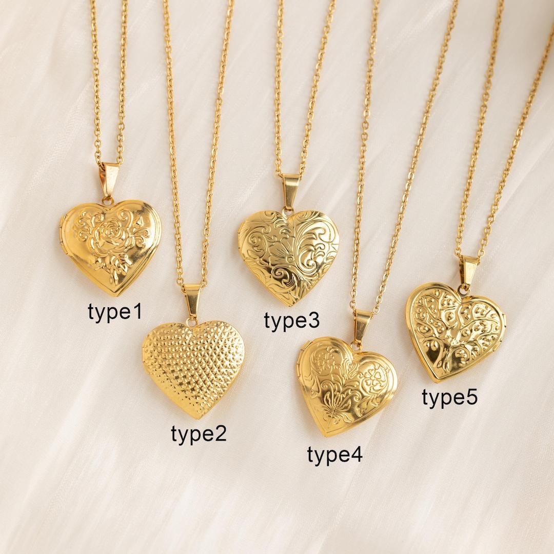 Vintage Combination Heart Necklace With Photo, Photo Locket Necklace ...
