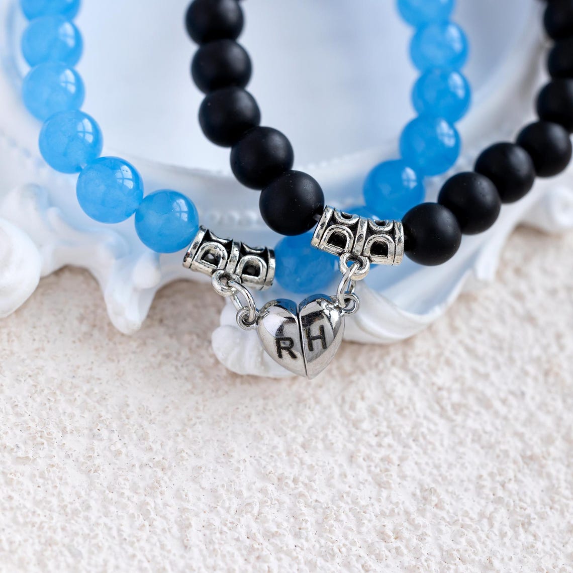 Personalized Initial Couples Bracelets, Magnetic Couple’s Bracelet ...