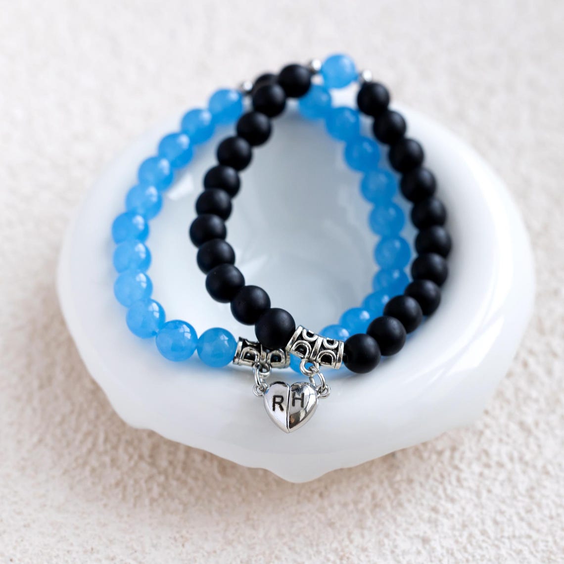 Personalized Initial Couples Bracelets, Magnetic Couple’s Bracelet ...