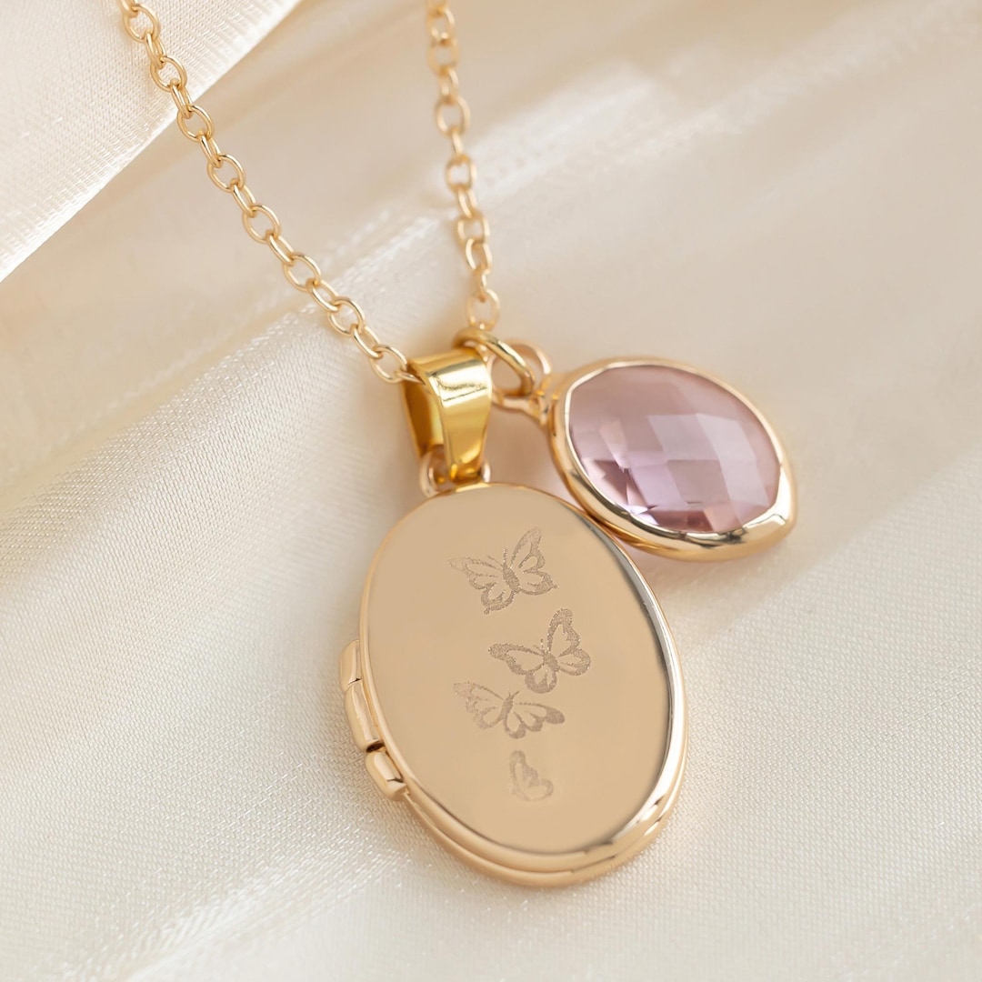 Custom Locket Necklace With Photo, Photo Locket, Butterfly Necklace ...