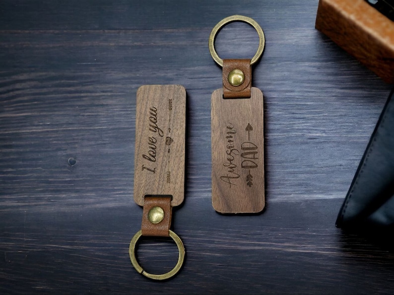 Engraved Wood Key Chain - Custom Keychain Gift for Men, Home Realtor ...