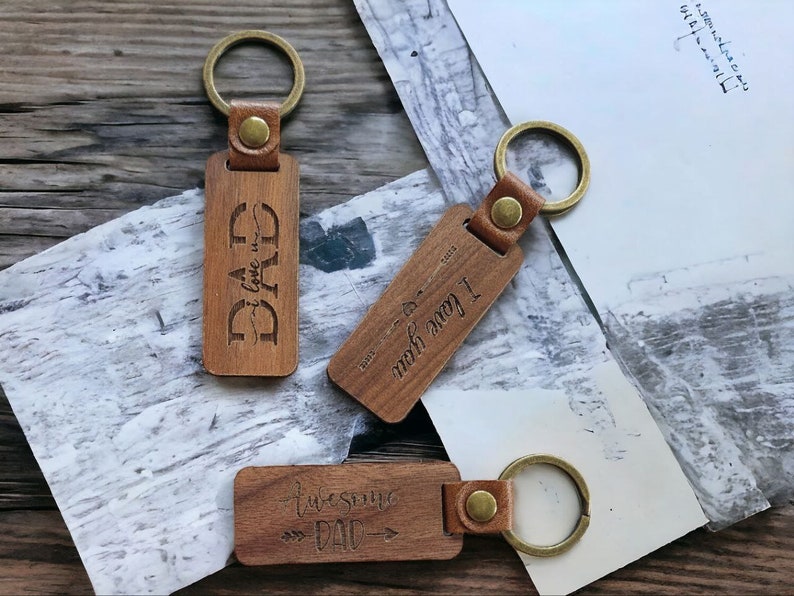 Engraved Wood Key Chain - Custom Keychain Gift for Men, Home Realtor ...
