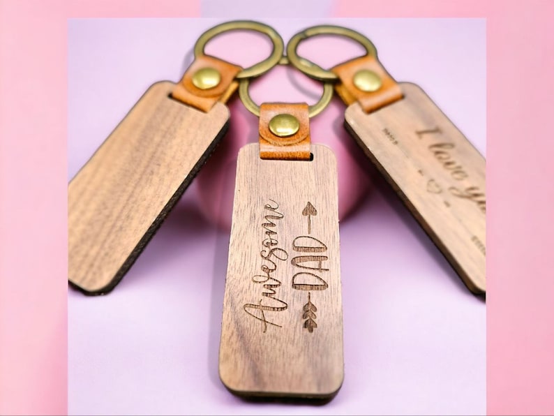 Engraved Wood Key Chain - Custom Keychain Gift for Men, Home Realtor ...