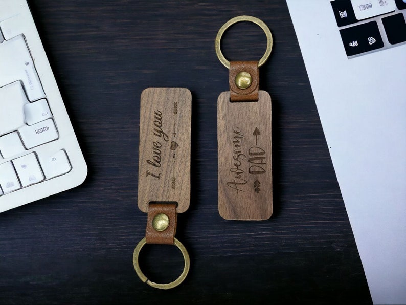Engraved Wood Key Chain - Custom Keychain Gift for Men, Home Realtor ...