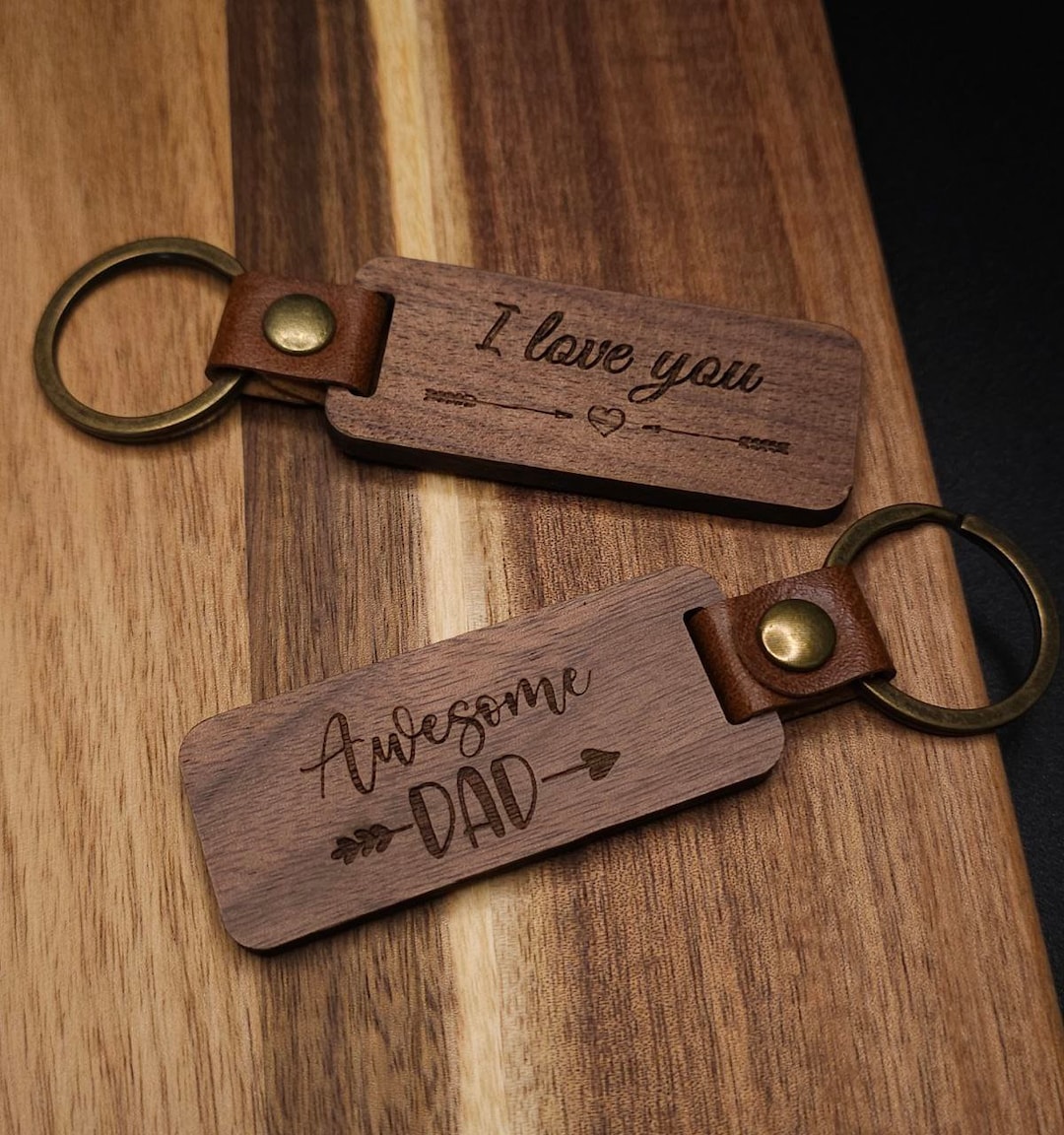 Engraved Wood Key Chain - Custom Keychain Gift for Men, Home Realtor ...