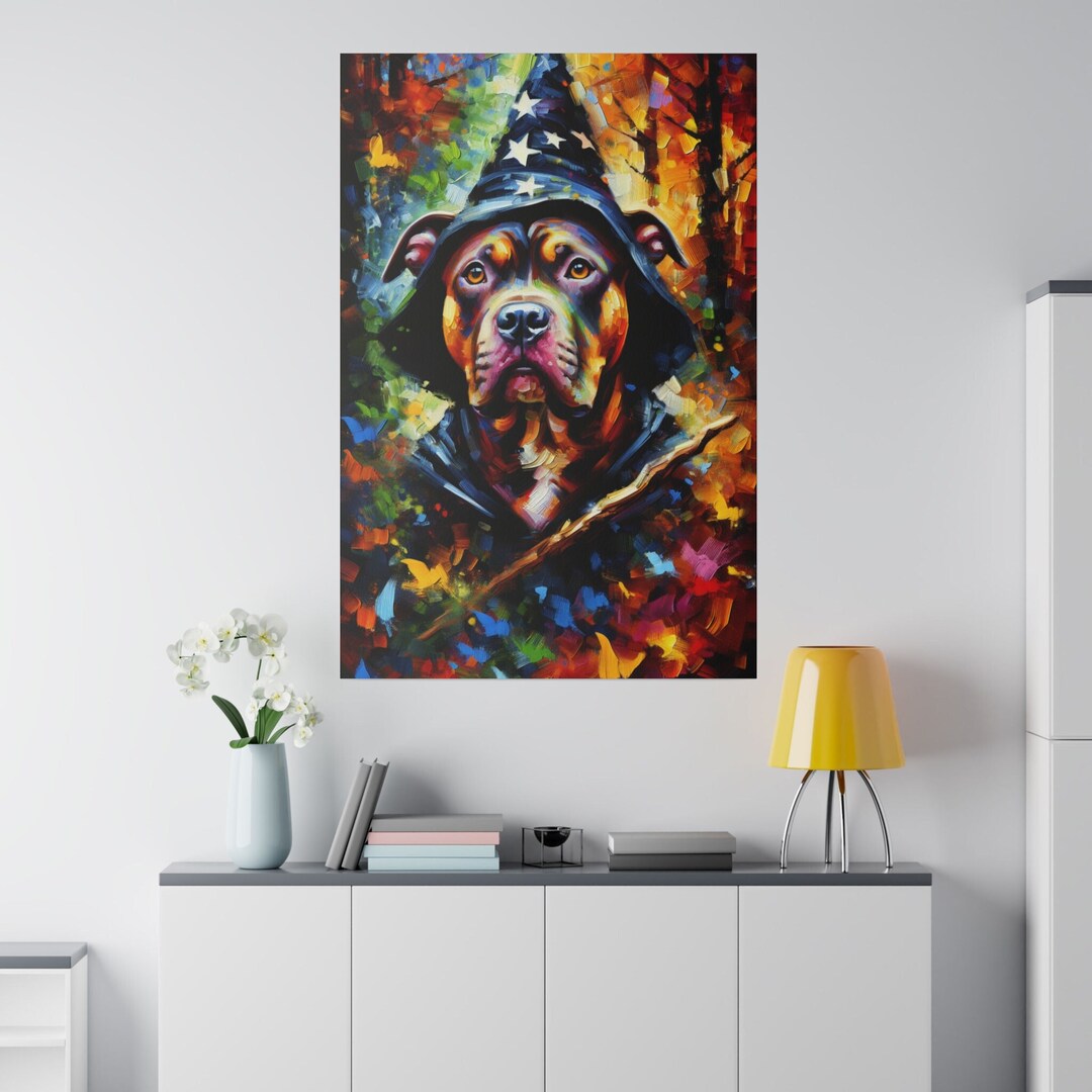 Wizard Pit Bull Print | Witch Staffy | Magic Fantasy Gift Digital ...