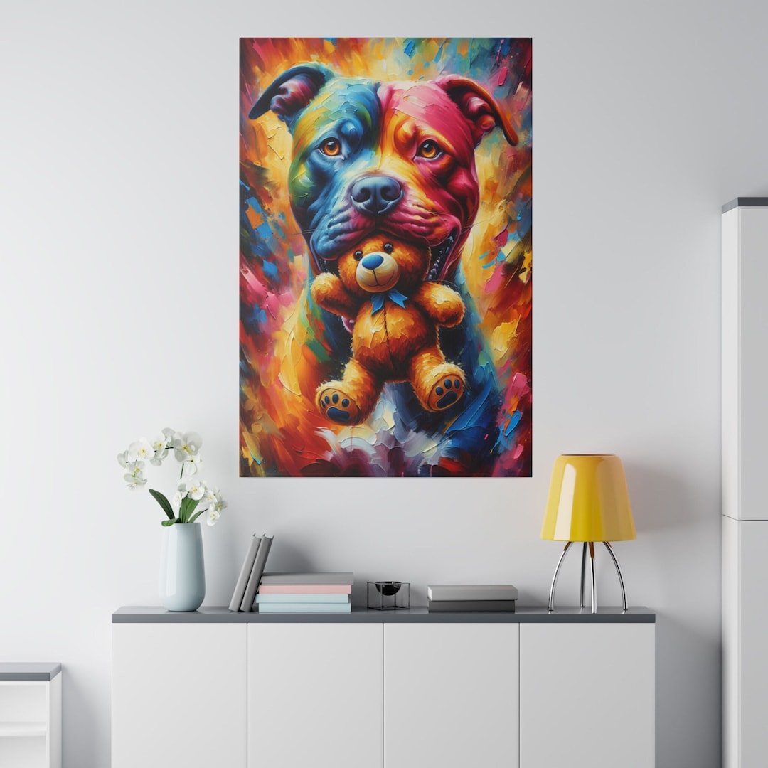 Pit Bull Teddy Bear Print | Home Decor | Nursery Decor Gift Digital ...