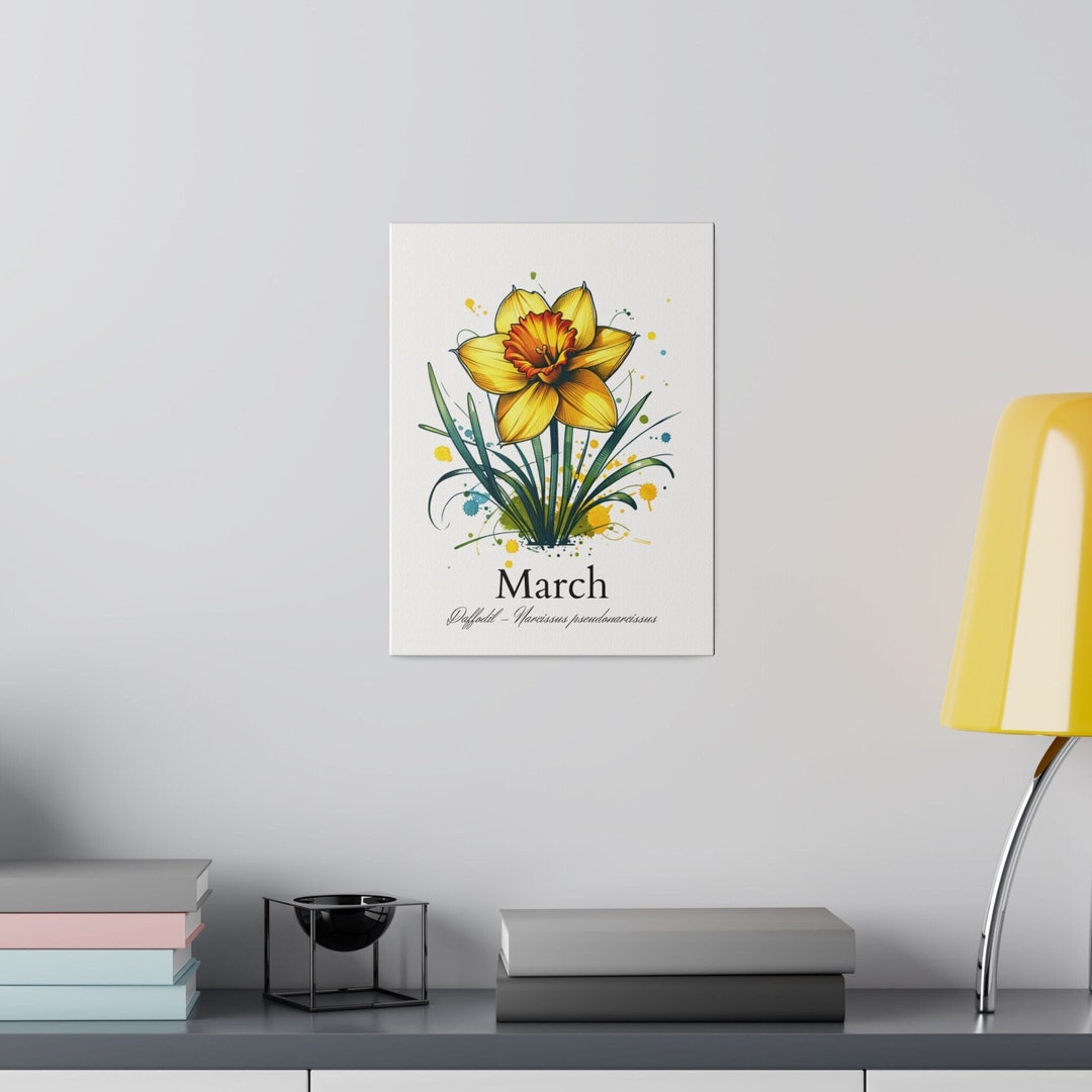 March Daffodil Birth Flower Digital Download Watercolor Wall Art, Gift ...