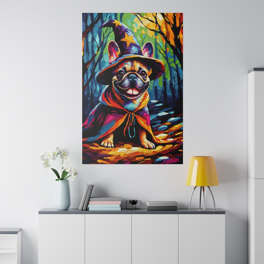 Wizard French Bulldog Canvas Print Witch Dog Home Decor Magic Fantasy ...