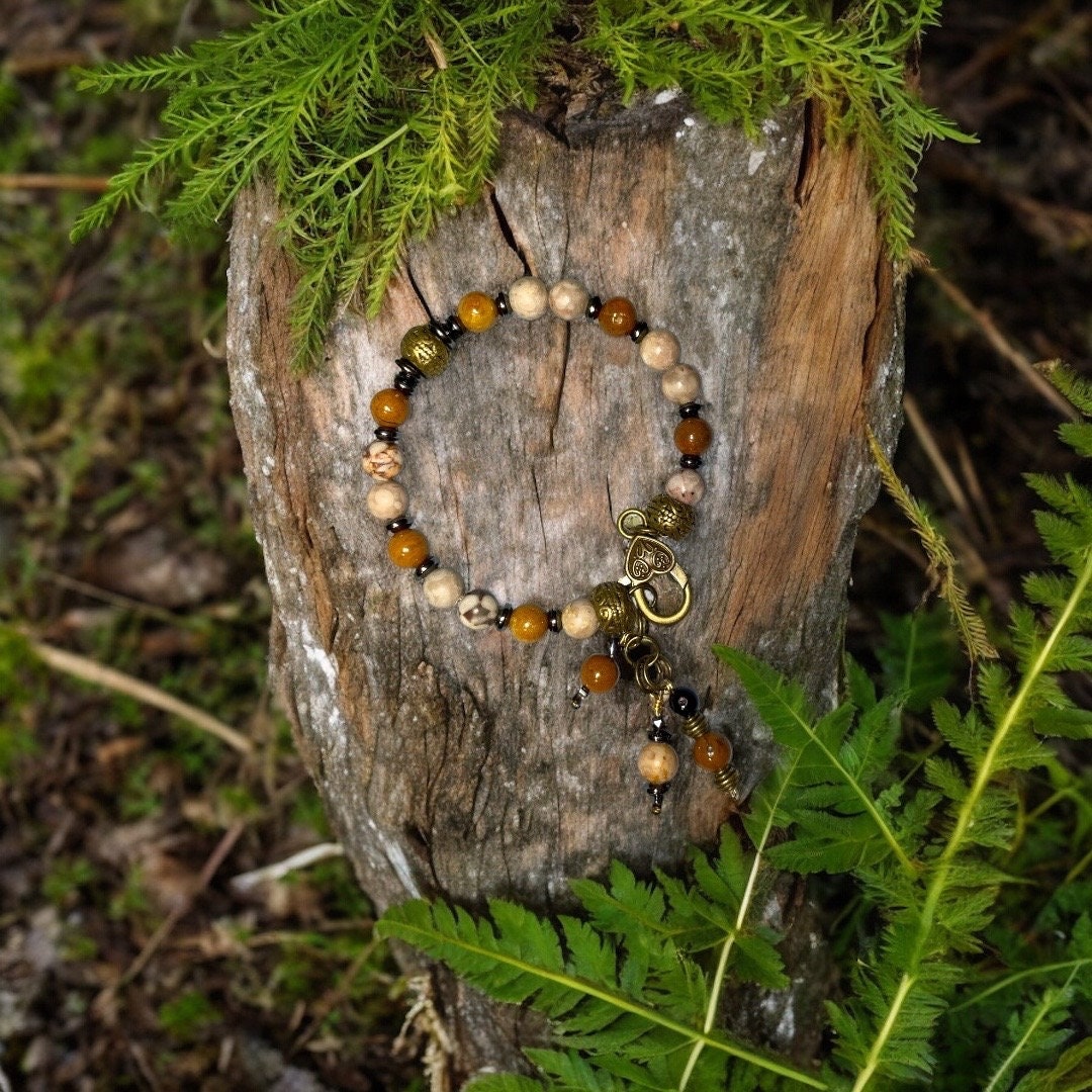 Pisolite Limestone, Yellow Mookaite Jasper, Bronze Spacers, Hematite ...