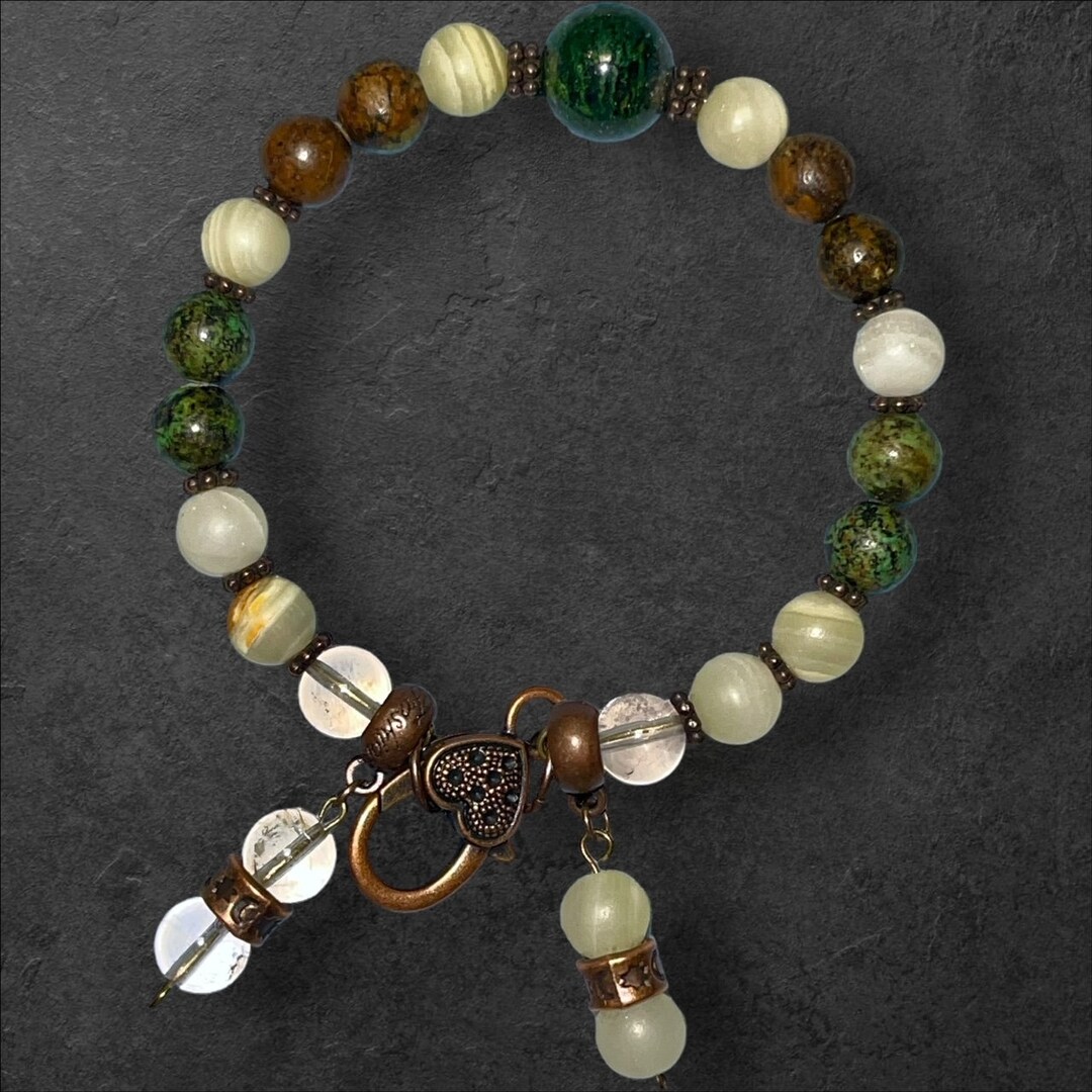 Thousand Layered Quartz, Afghan Jade, African Turquoise, Clear Quartz ...