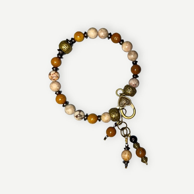 Pisolite Limestone, Yellow Mookaite Jasper, Bronze Spacers, Hematite ...