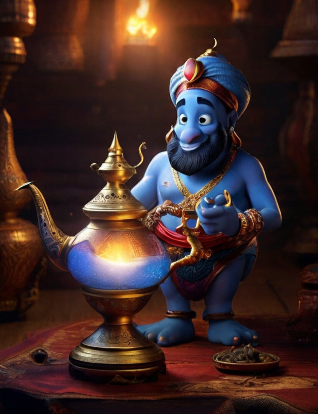 Magic Lamp Design Enhanced With AI Art Ideal for Your Home or Office ...