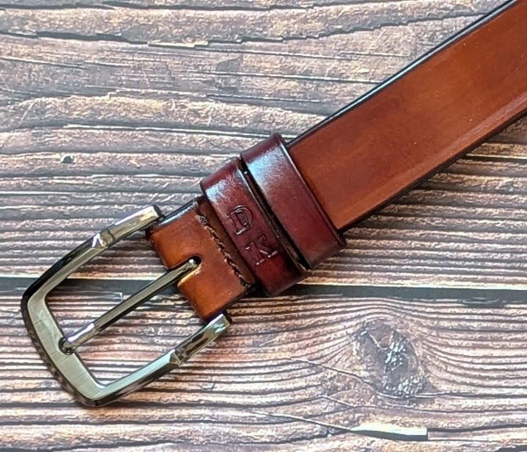 Custom Leather Belt | Engraved Initials Belt for Him | Handmade Classic ...