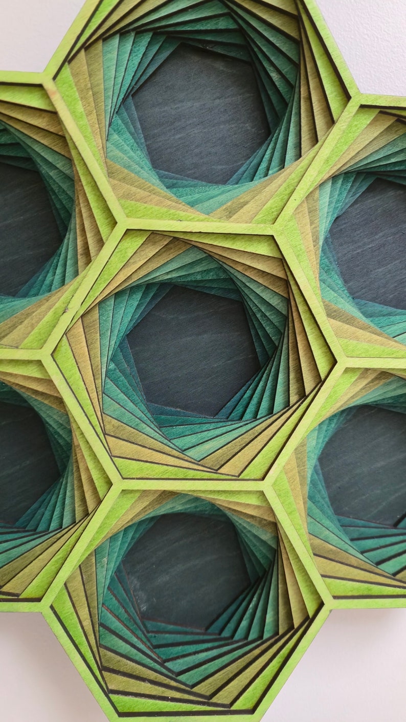 Geometric Layered Wall Art Hexagonal Patterned Decorative Piece - Etsy