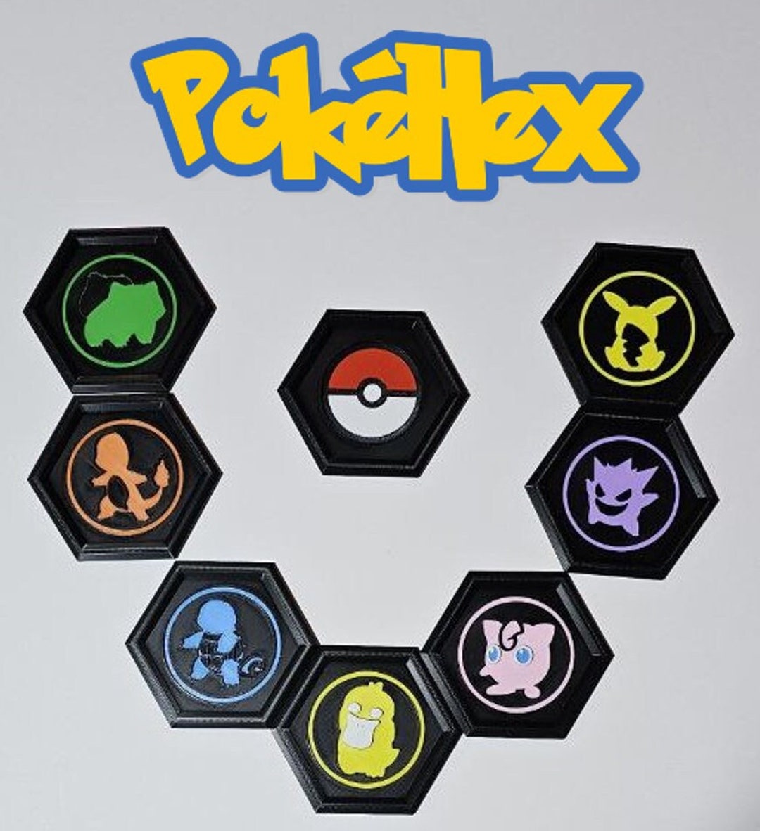 Pokemon Wall Decor Coasters the Pokehex Unique Design, Cool Shape ...