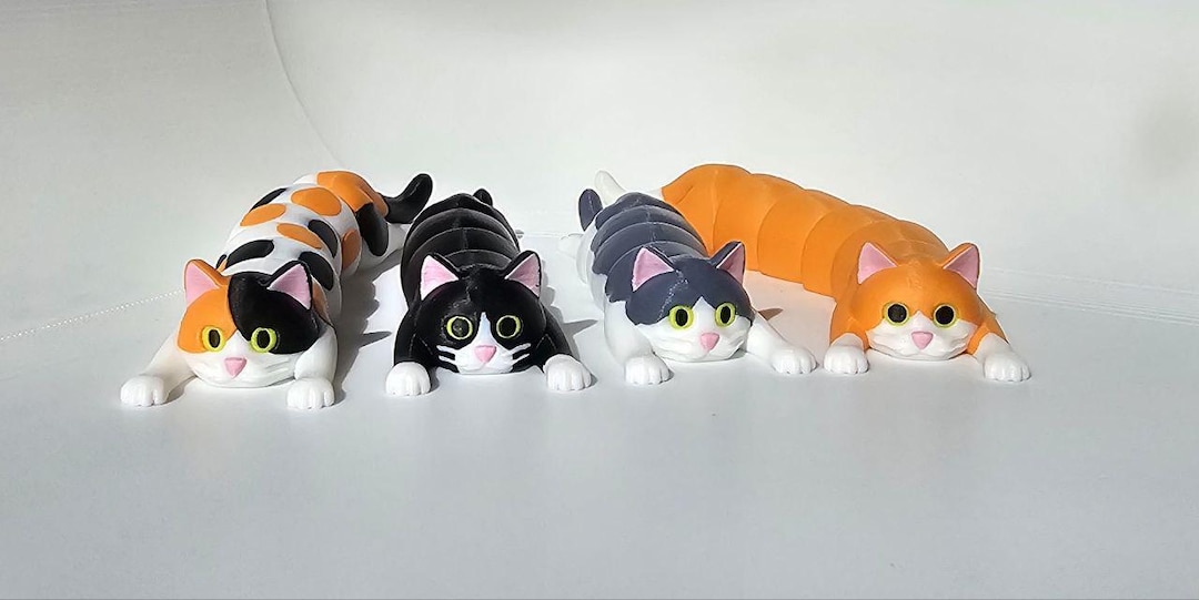 Articulated Fidget Cat: 3D Printed Flexible Toy - Multiple Colors - Etsy