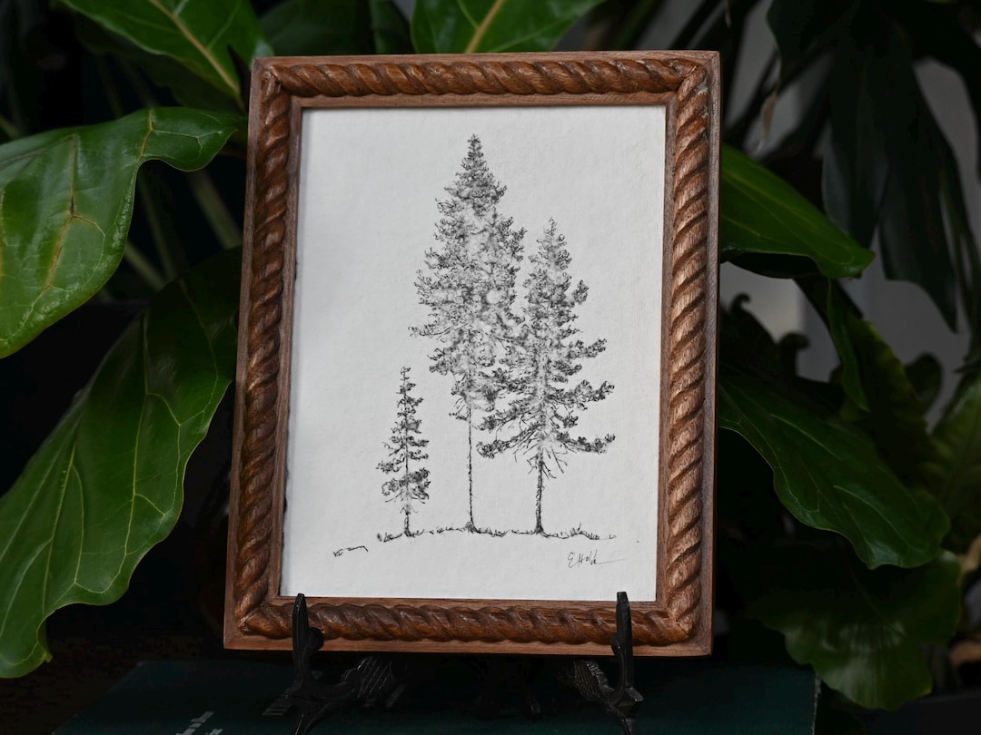 Original Pen and Ink Tree Drawing on Handmade Paper – Forest Inspired ...