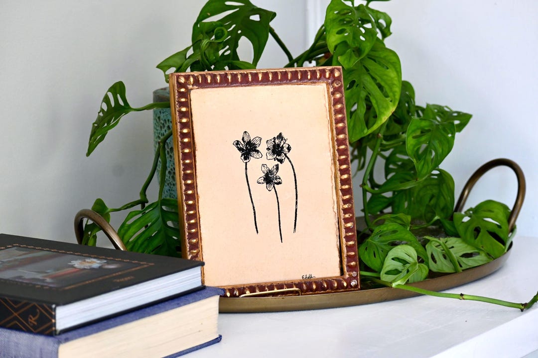 Vintage Botanical Pen Drawing, Floral Art (handmade on Recycled Paper ...