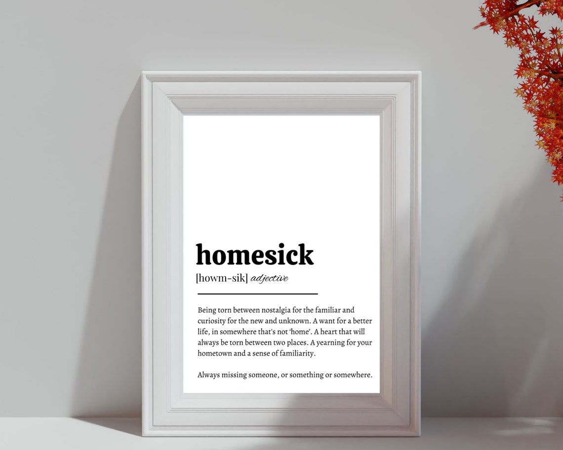 Homesick Definition Print, Expat Gift, Definition Wall Art, Home Decor ...