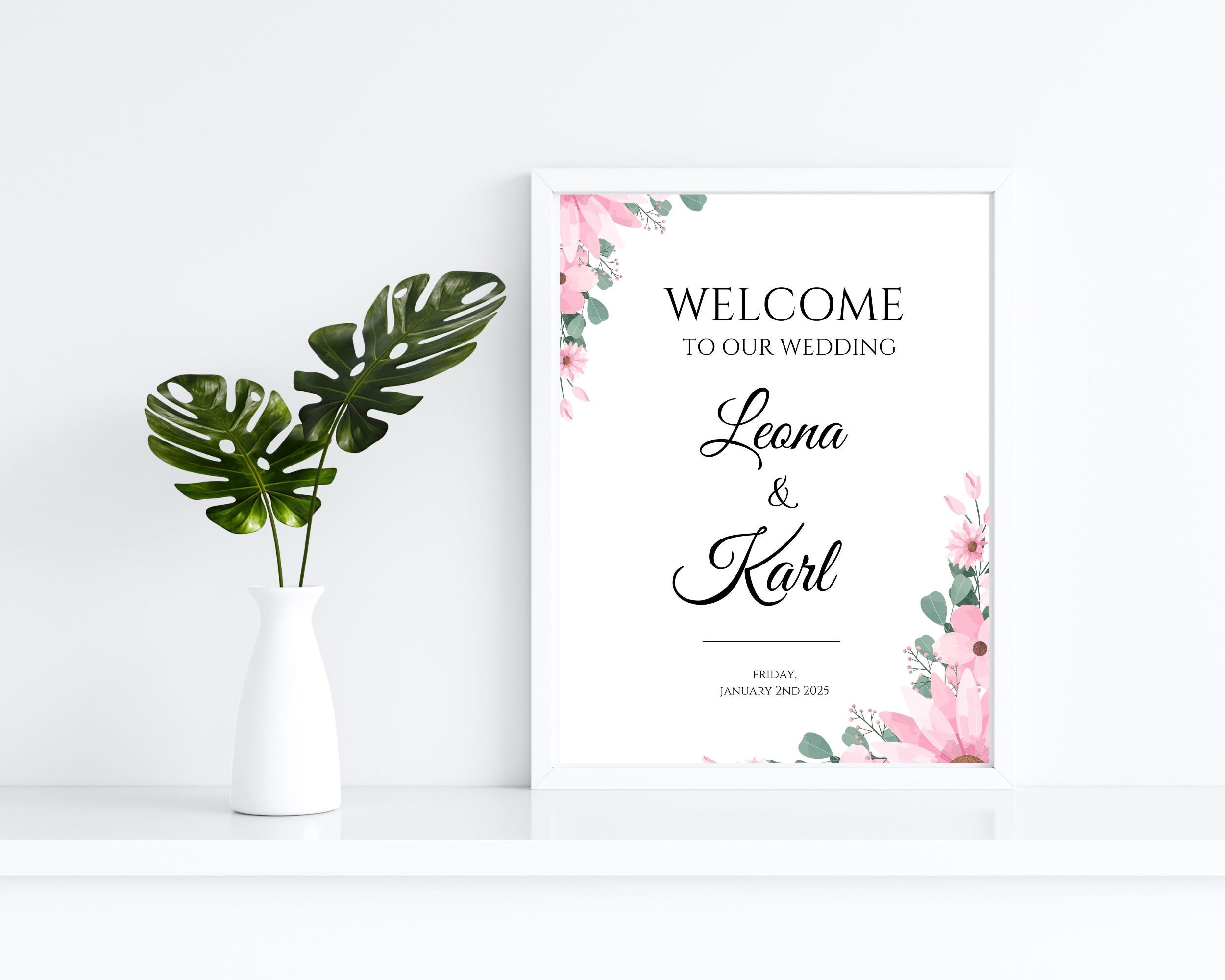 A1 Blush Pink Wedding Welcome Sign, Modern Welcome Sign, Blush Pink ...