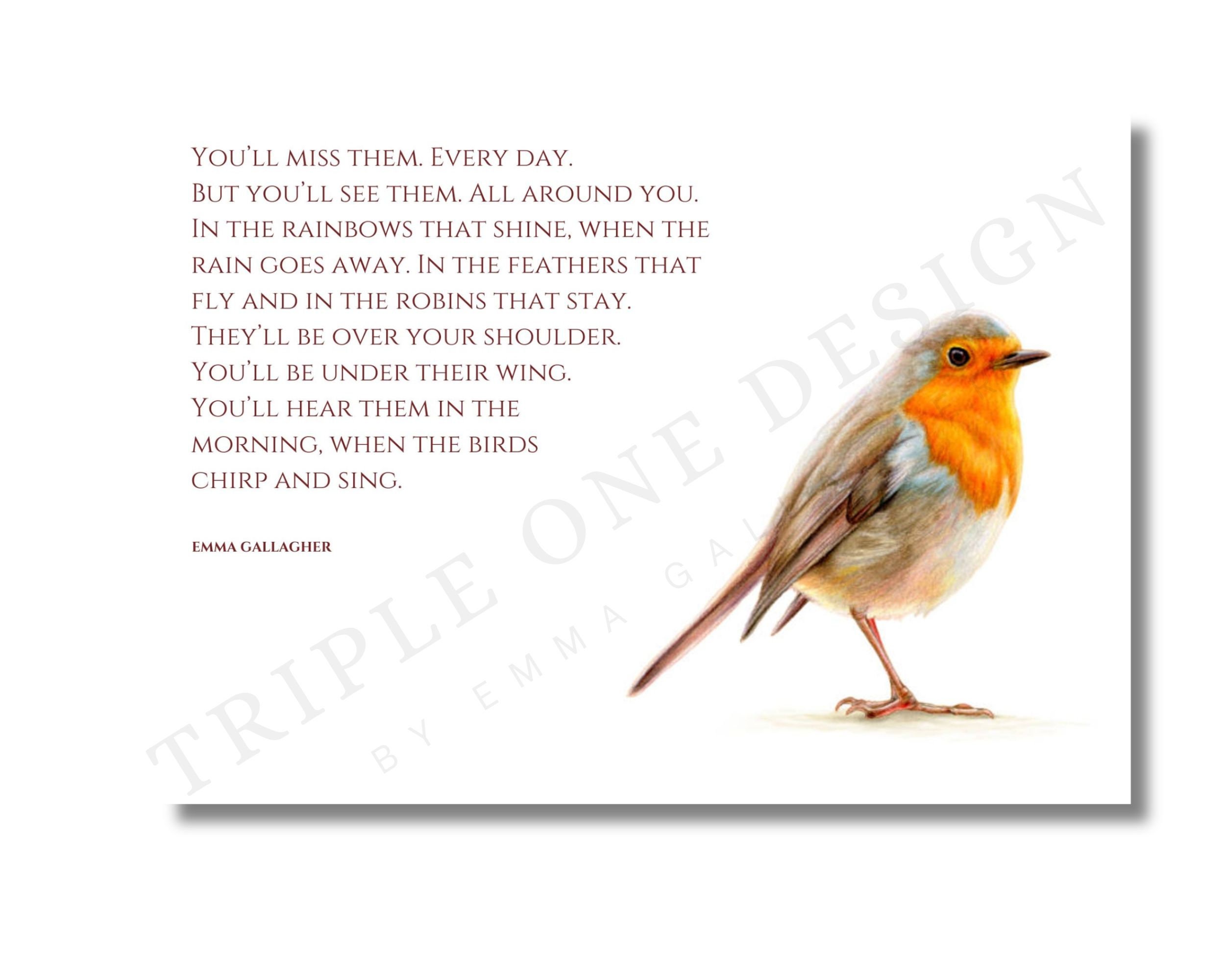 Robin Personal Poem Print, Sentimental Robin Poem, Robin Bird Poem ...