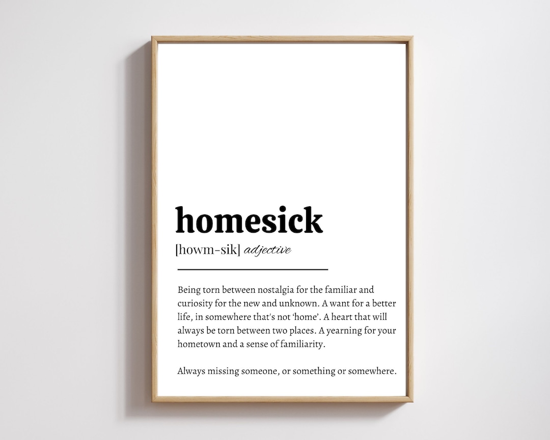 Homesick Definition Print, Expat Gift, Definition Wall Art, Home Decor ...