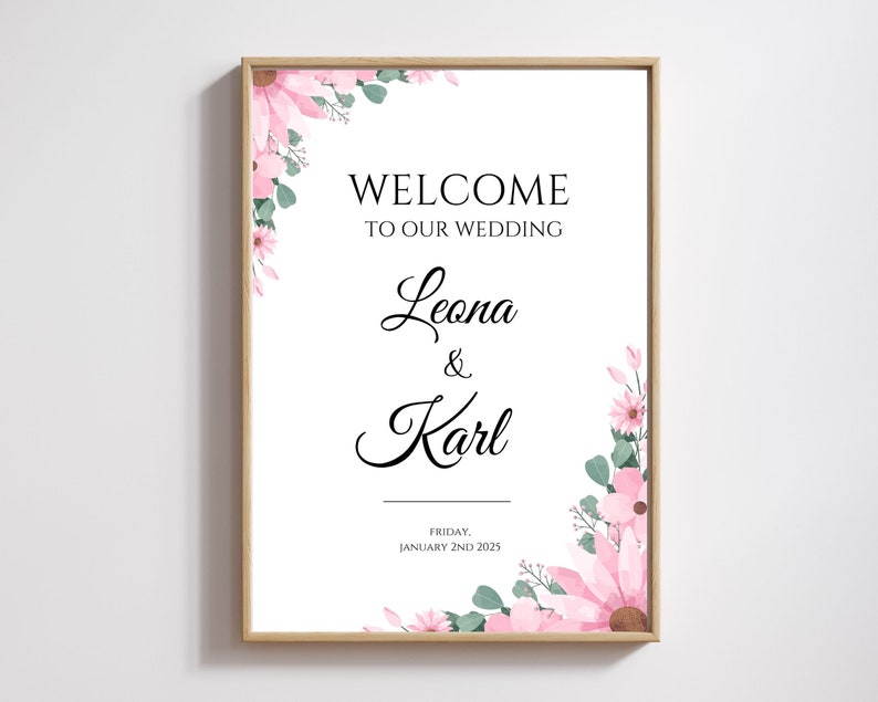 A1 Blush Pink Wedding Welcome Sign, Modern Welcome Sign, Blush Pink ...