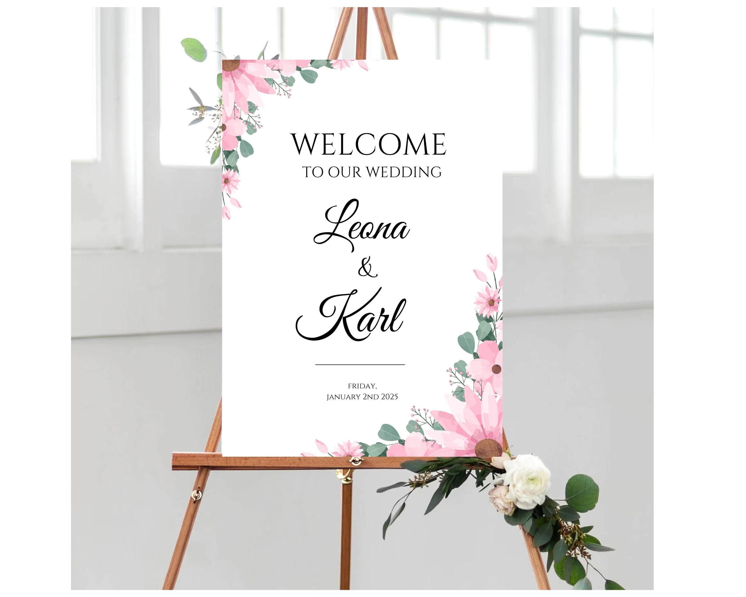 A1 Blush Pink Wedding Welcome Sign, Modern Welcome Sign, Blush Pink ...