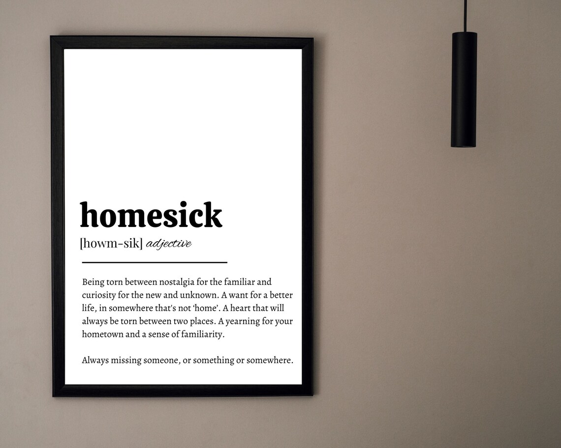 Homesick Definition Print, Expat Gift, Definition Wall Art, Home Decor ...
