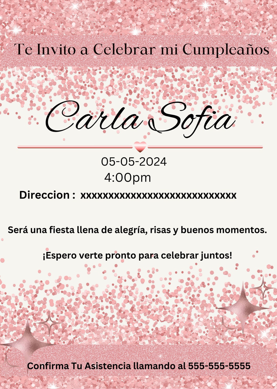 Rose Gold Invitacion Cumpleños - Etsy UK