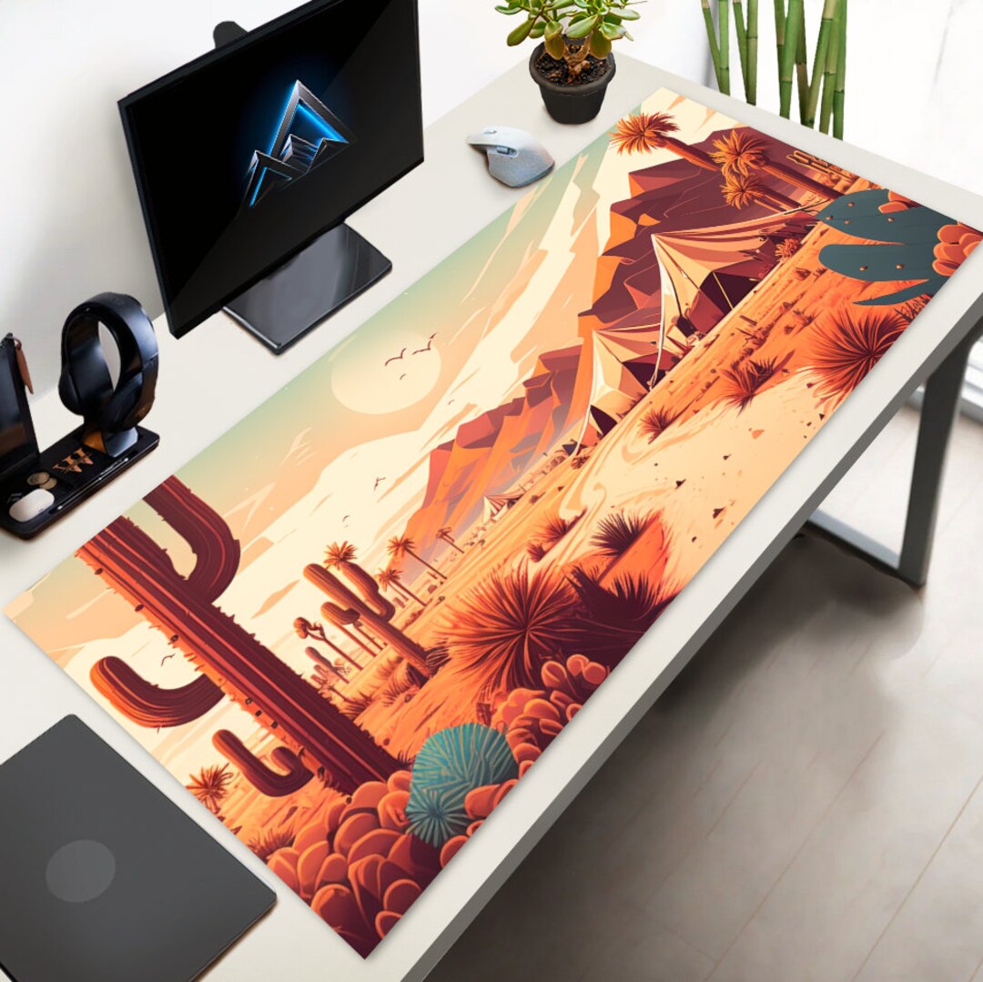 Wild West Desert Desk Mat, Aesthetic Desert Desk Mat, Cute Cactus Desk ...