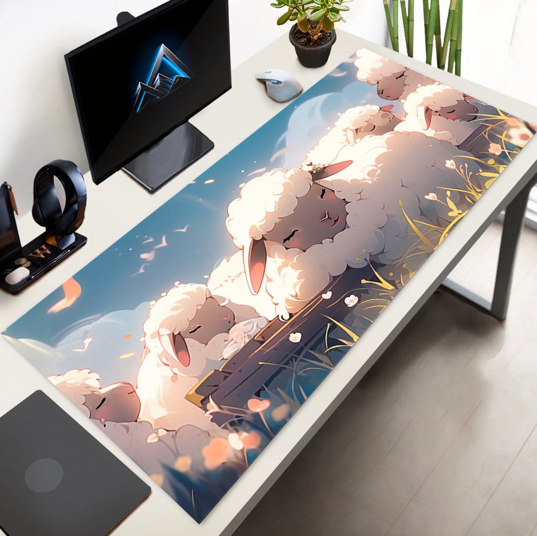 Cute Sheep Desk Mat, Kawaii Lamb Mouse Pad, Gaming Desk Mat, Anima Desk ...