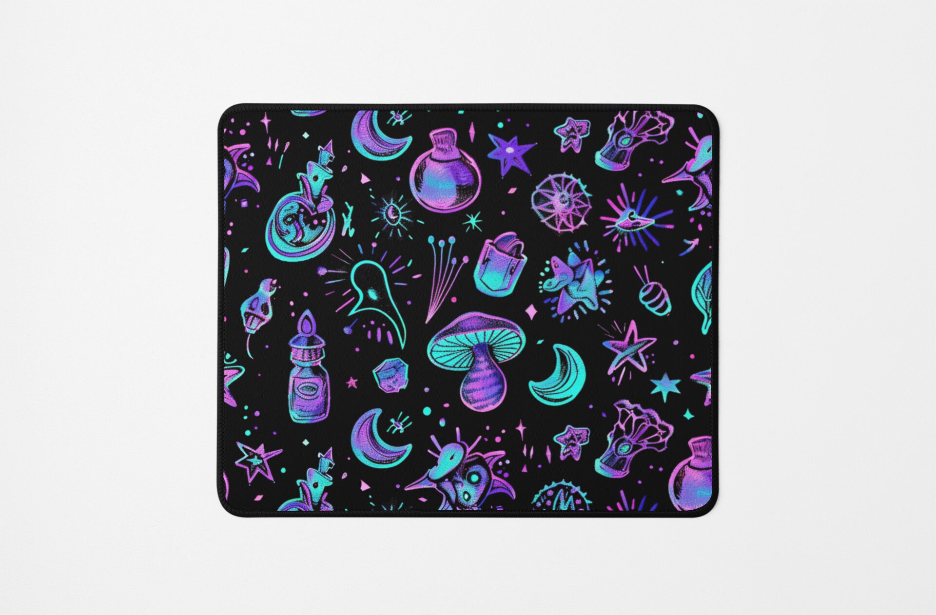 Goth Mousepad, Witchy Desk Mat, RGB Mousepad, XL Gaming Mousepad, Black ...