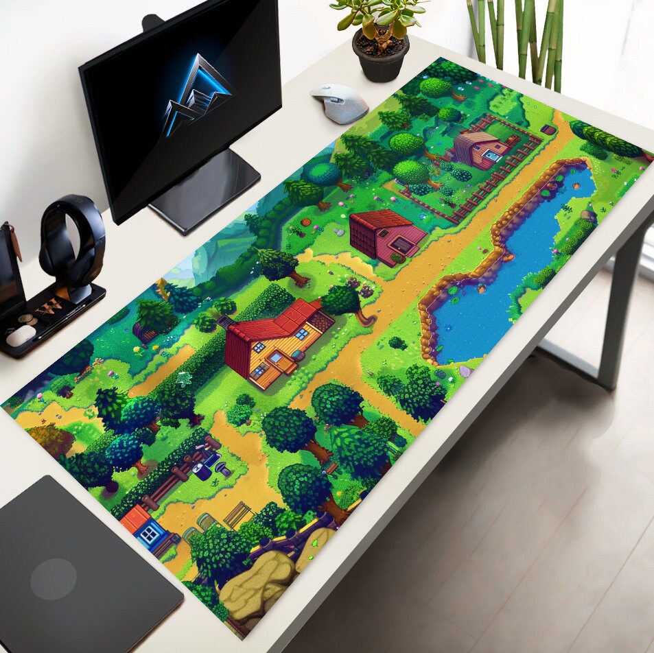 Valley Desk Mat, Play Mat Mouse Pad, Pixel Art Nature Mountains, Pixel ...