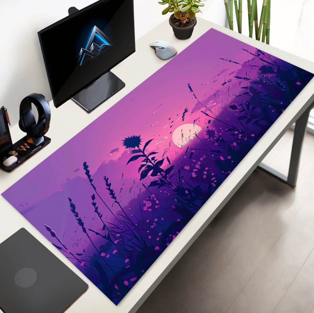 Purple Sunrise Desk Mat, Lavender Field Desk Mat, Cottagepunk Desk Mat ...
