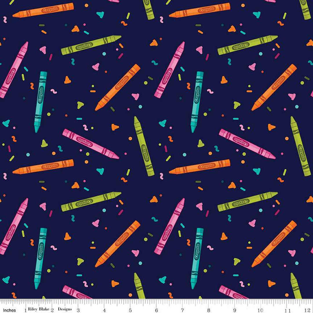 Colors of Kindness Crayons Navy by Riley Blake Designs | C13681-NAVY ...