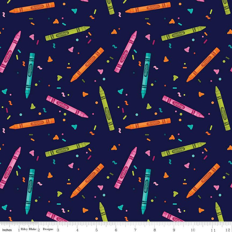 Colors of Kindness Crayons Navy by Riley Blake Designs | C13681-NAVY ...