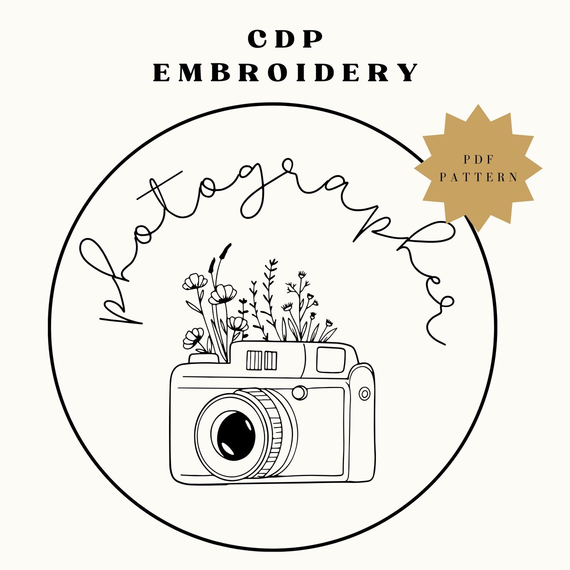 Floral Camera Photographer Embroidery PDF 6" | Embroidery PDF Bundle ...