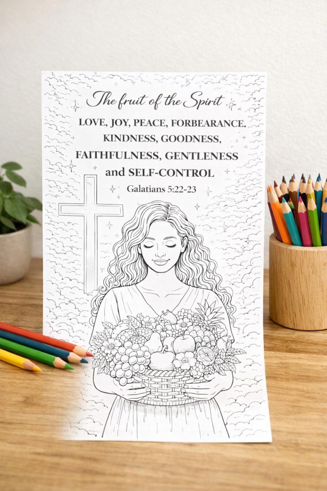 Christian Coloring Page Printable | Bible Verse Wall Art | Faith Based ...