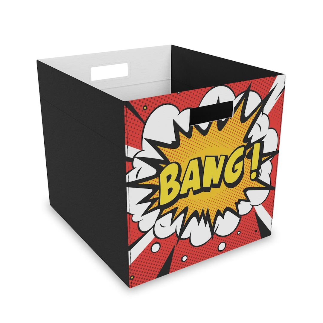 Comic Art Felt Storage Box, Fun Home Organization, Decorative Toy Bin ...