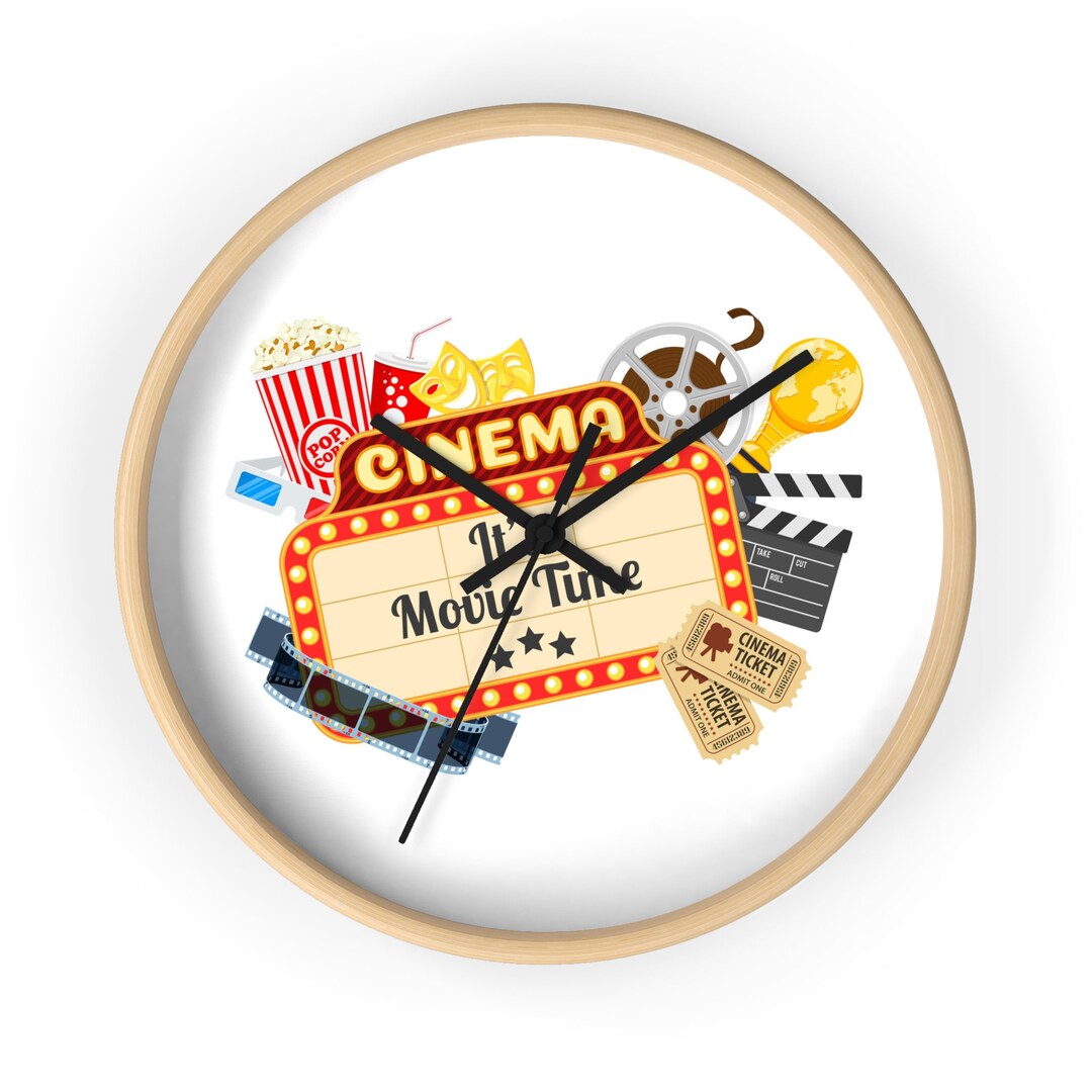 Wall Clock MOVIE NIGHT It's Movie Time - Etsy