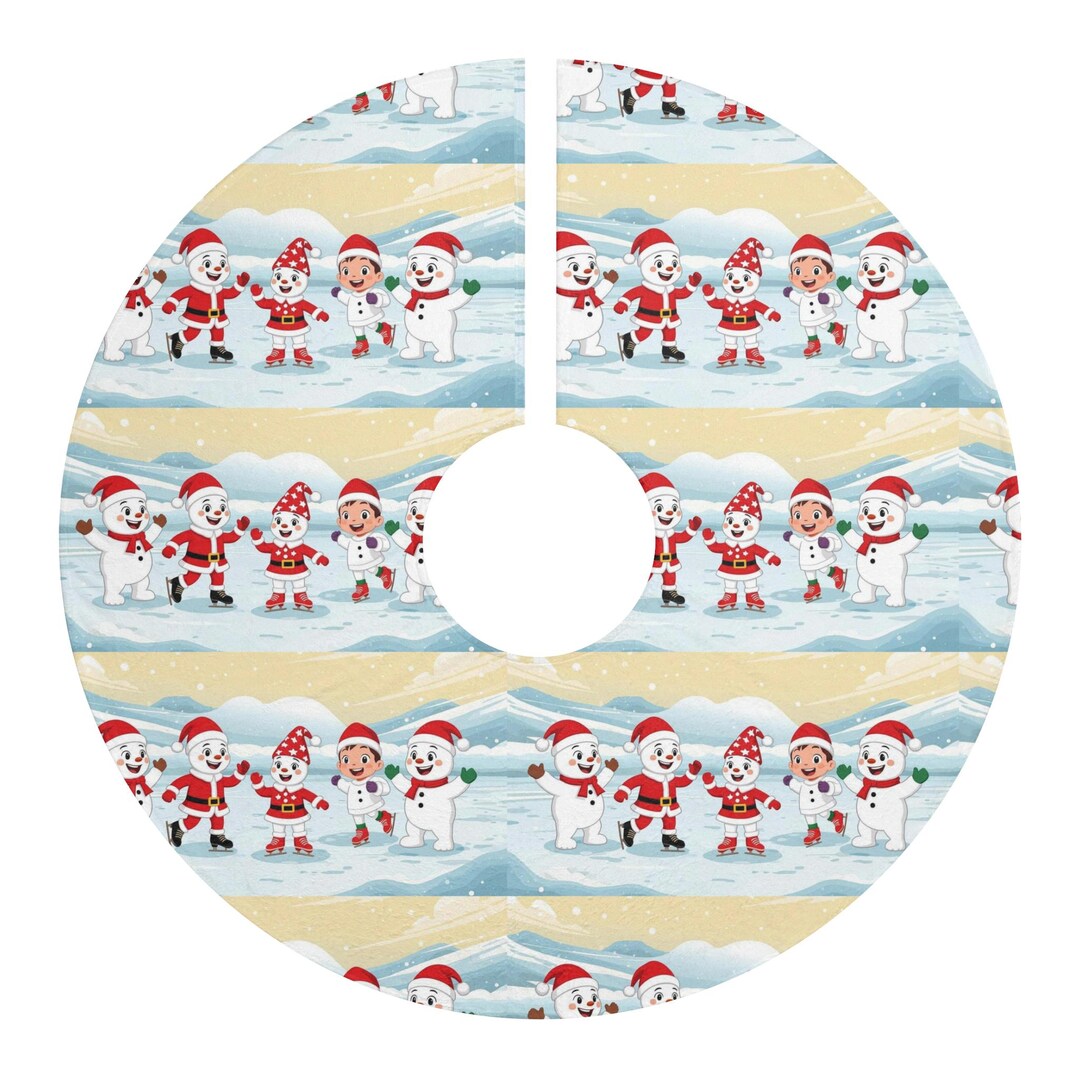 Snowman Carolers Christmas Tree Skirt | Festive Holiday Tree Skirt - Etsy
