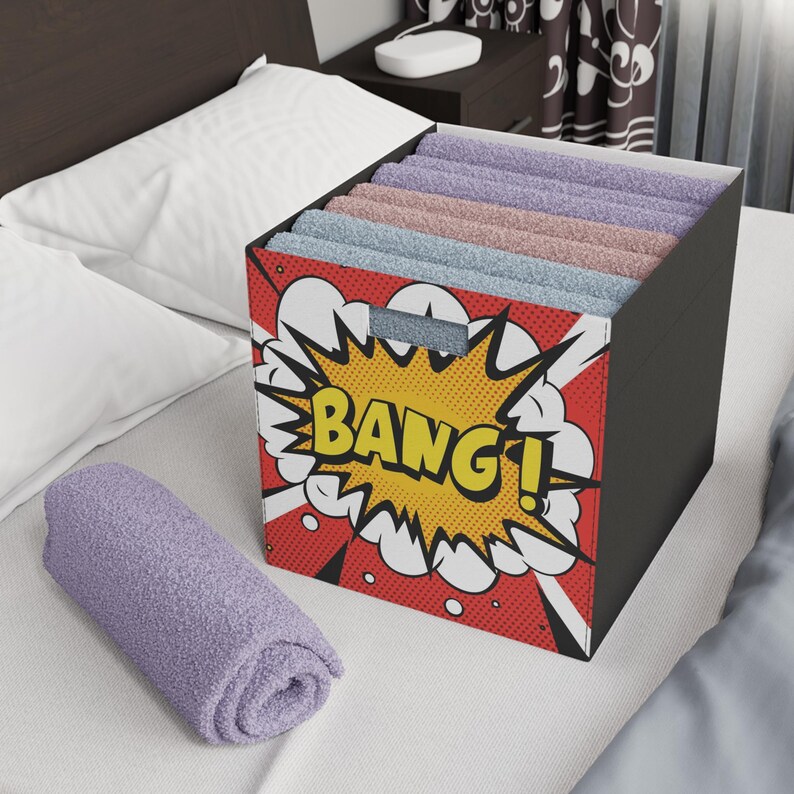 Comic Art Felt Storage Box, Fun Home Organization, Decorative Toy Bin ...