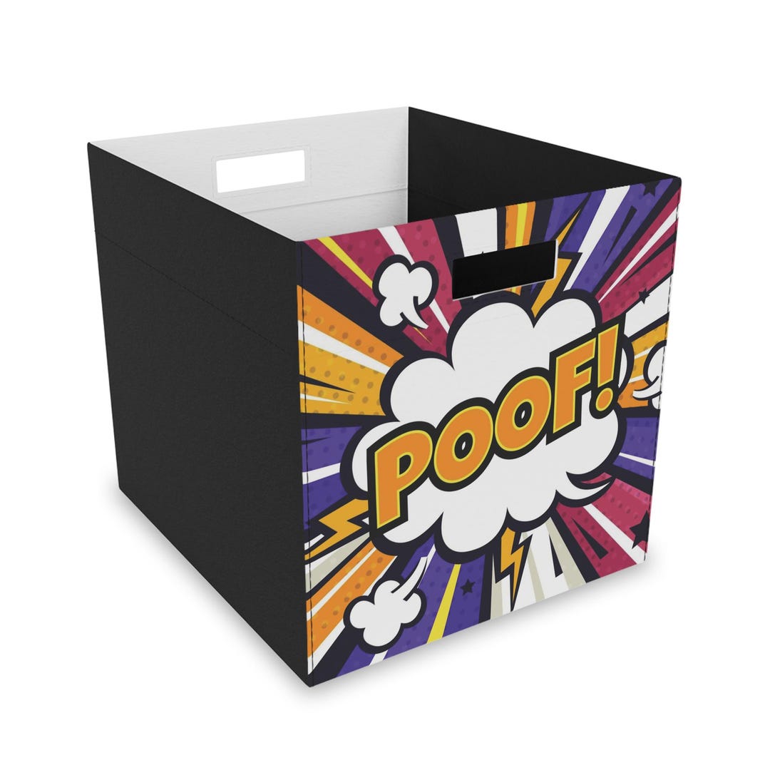 Comic Style Felt Storage Box, Fun Home Organization, Decorative Toy Bin ...