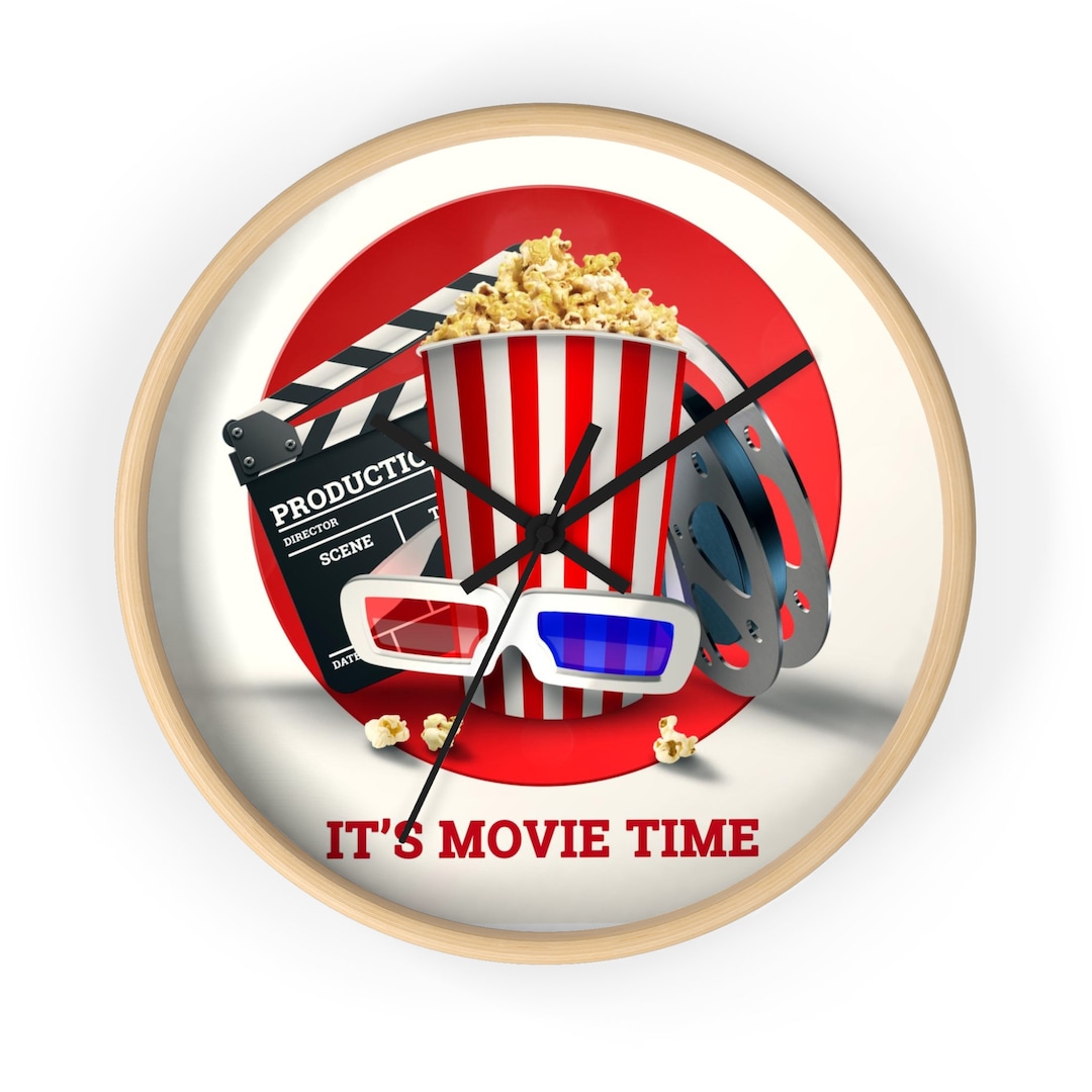 Wall Clock MOVIE NIGHT It's Movie Time - Etsy