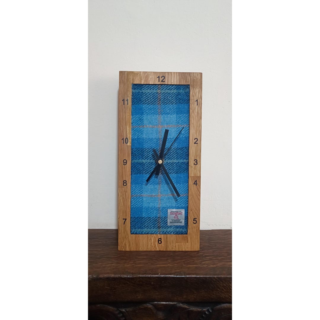 Oak & Harris Tweed Standing Clock Handmade - Etsy